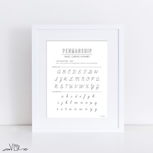 Alphabet Penmanship Chart Hand Illustrated Printable Instant Download ...