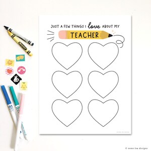 Reasons I Love My Teacher Teacher Love List Printable Valentines Day ...