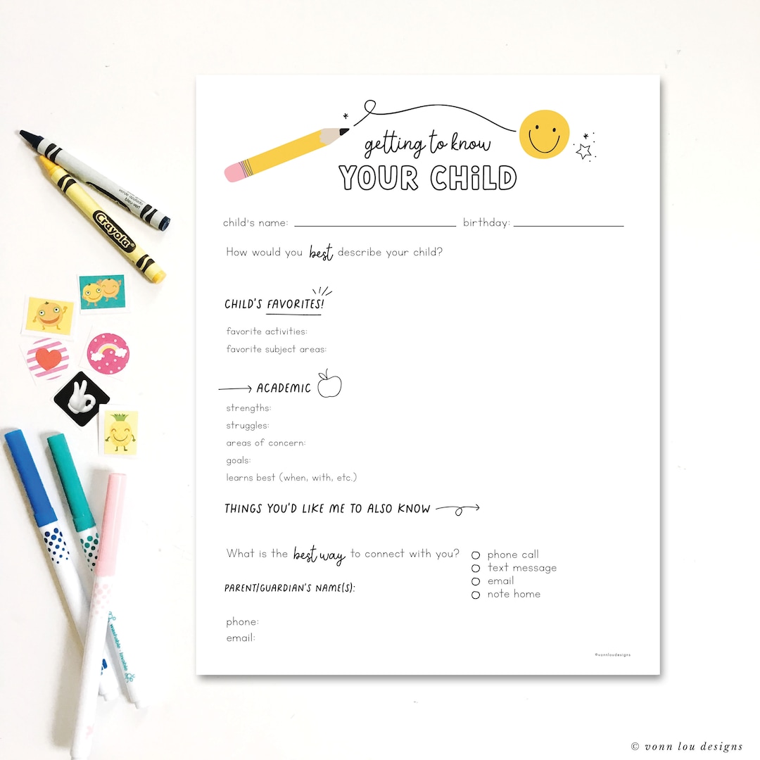 Student Survey - Student Favorites - Getting to Know You - Teacher to ...