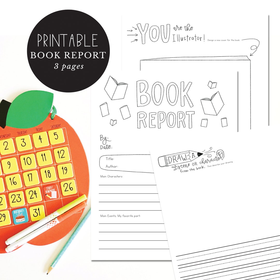 Book Report Printable Book Report Hand Illustrated Journal Style 3 ...