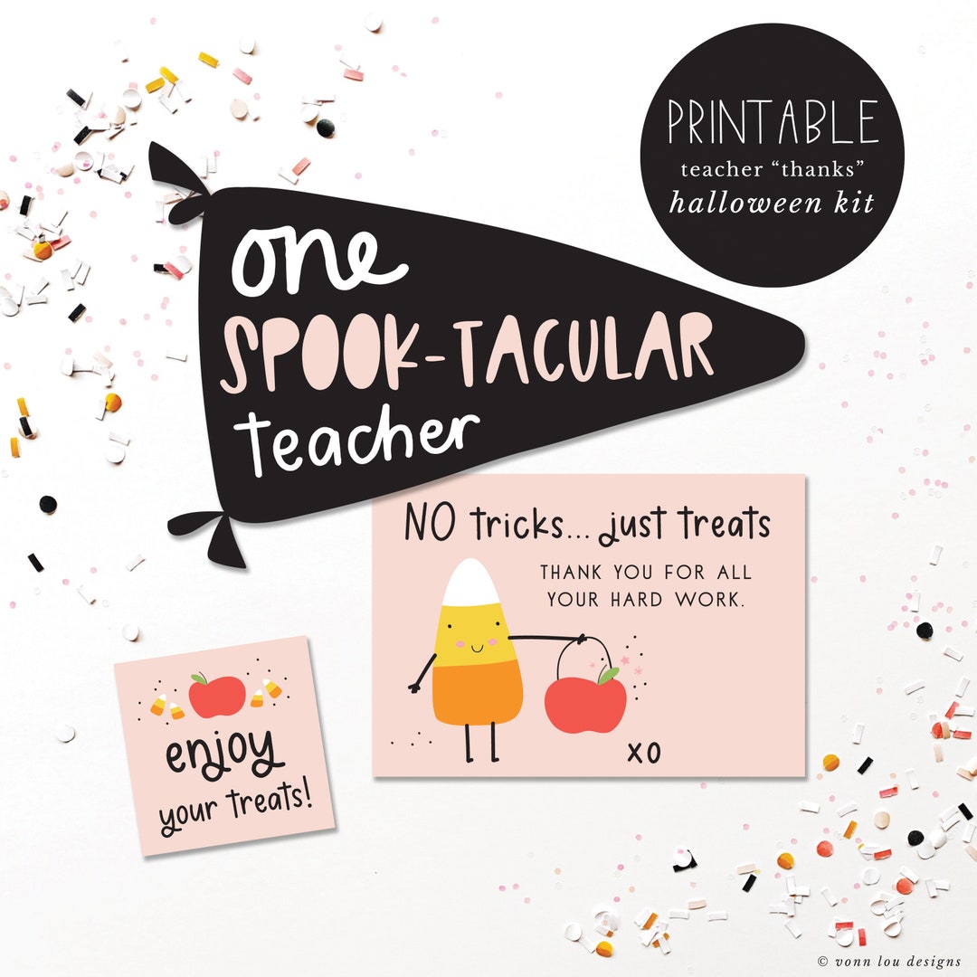 Teacher Thanks Halloween Printable Kit Hand Illustrated - Etsy