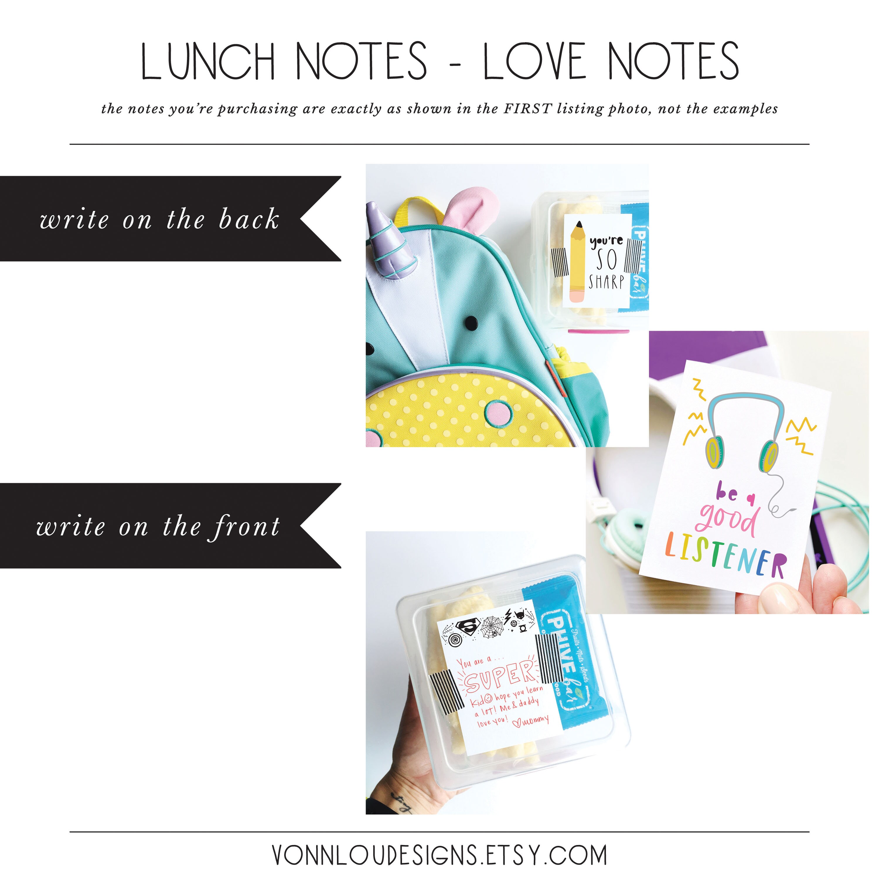 Lunch Box Notes Printable Lunch Box Love Notes Hand | Etsy