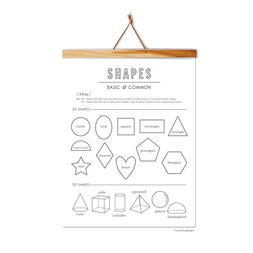 Shapes Chart 2D Shapes 3D Shapes Hand Illustrated | Etsy
