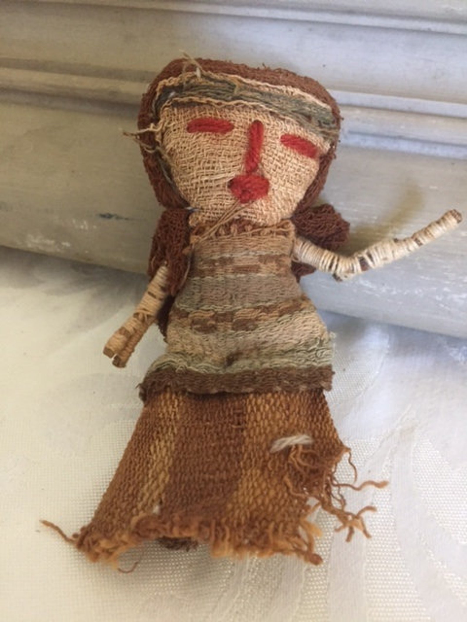 Family of Three Peruvian Vintage Chancay-type Rag Dolls Dressed in ...