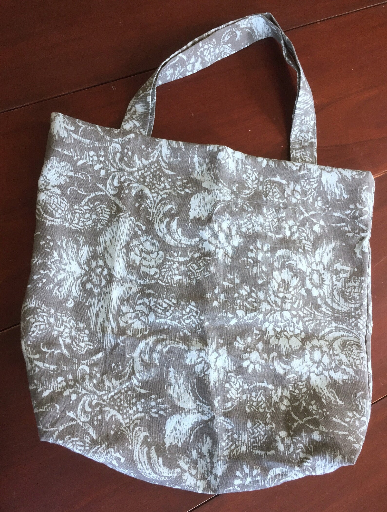 Large Handmade Toile Fabric Tote Bag Grey and Pale Blue Heavy - Etsy