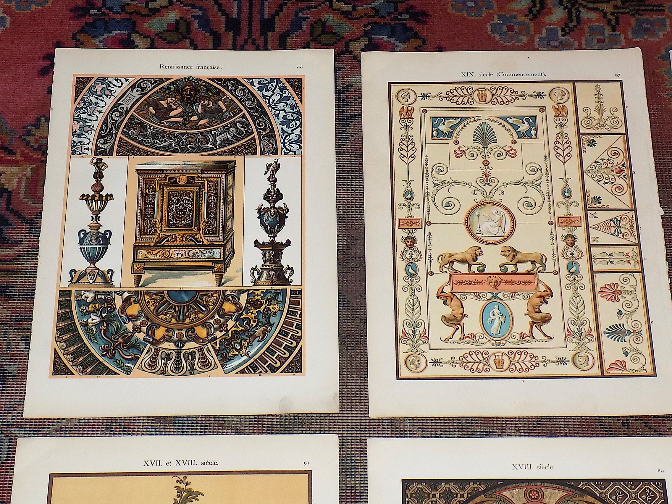 Authentic Antique Lithographs-ornamental Designs-metallic Inks - Set of ...