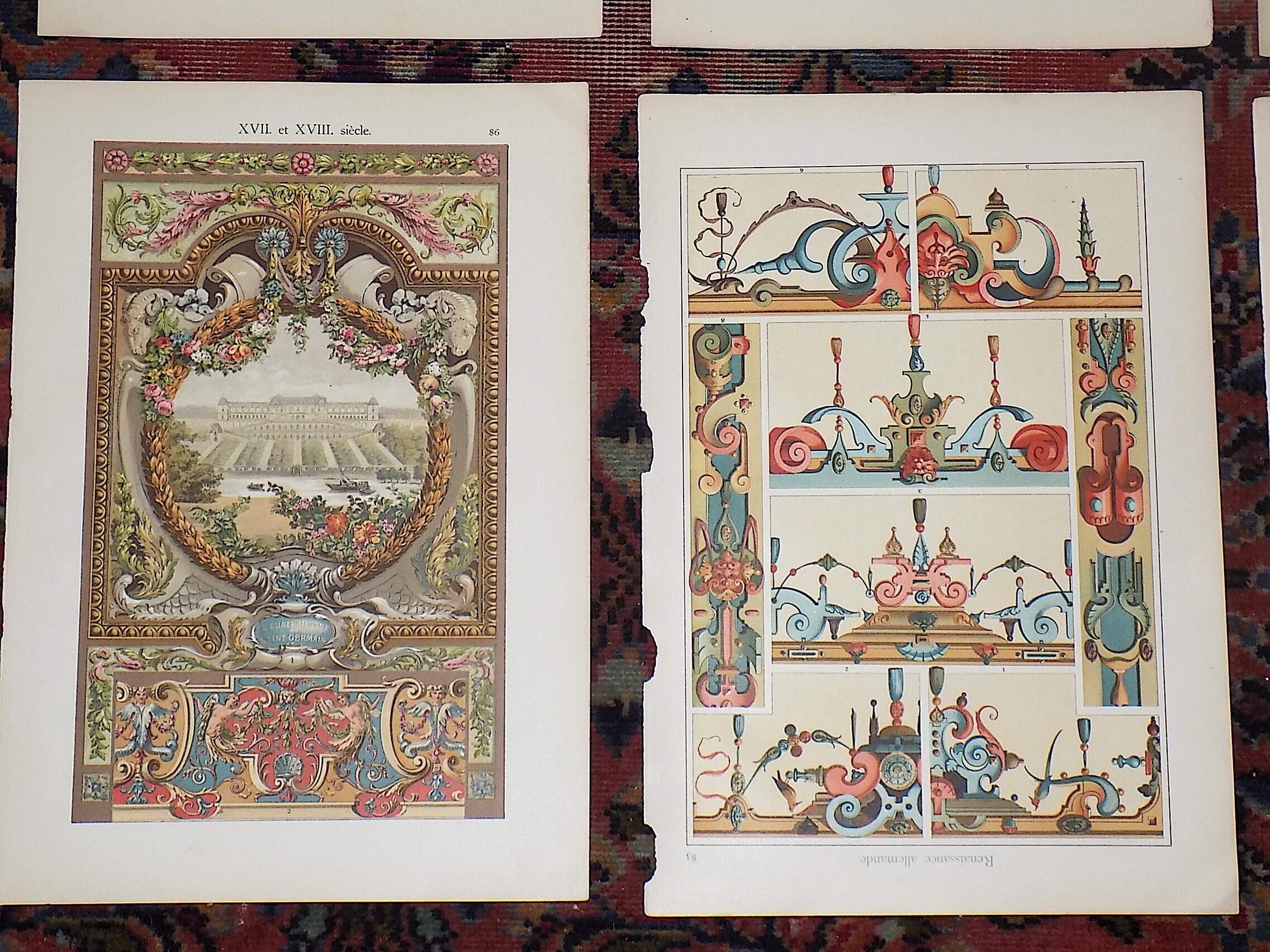Authentic Antique Lithographs-ornamental Designs-metallic Inks - Etsy