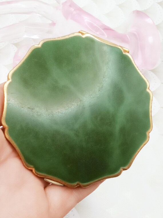 1960s Vintage Stratton Green Marble Design, Powder … - Gem
