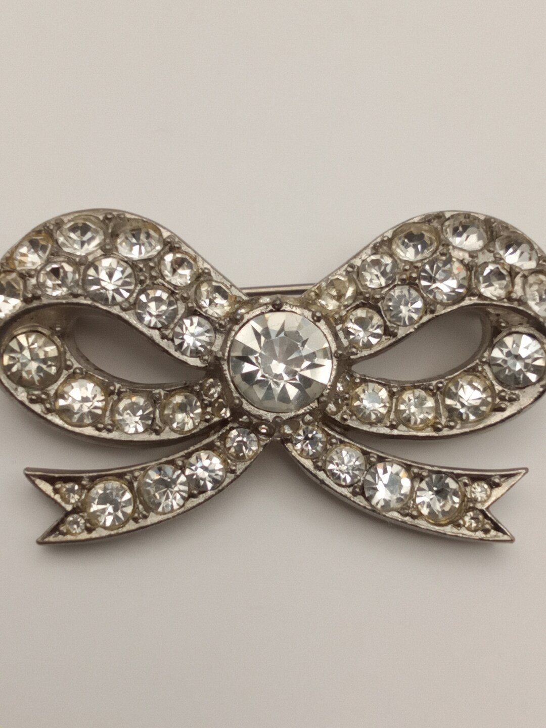 1970s Vintage Bow Ribbon Brooch ,rhinestone Brooch, Paste Brooch, Gift ...