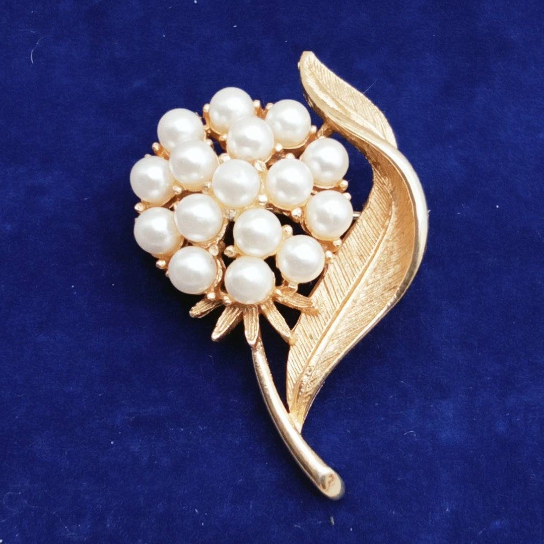 Vintage Signed Sarah Coventry Faux Pearl Flower Brooch 4cmx3cm ,vintage ...