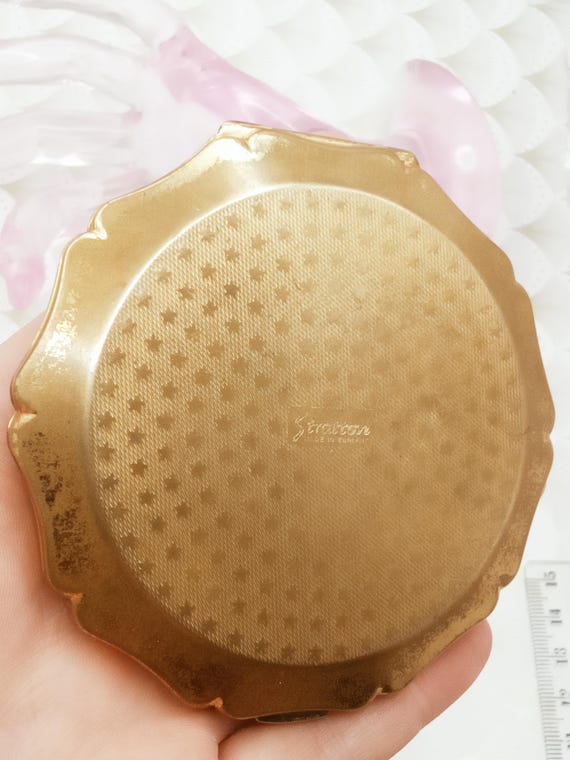 1960s Vintage Stratton Green Marble Design, Powder … - Gem