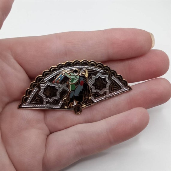 1960s Vintage Spanish Matador Damascene Fan Shaped br… - Gem