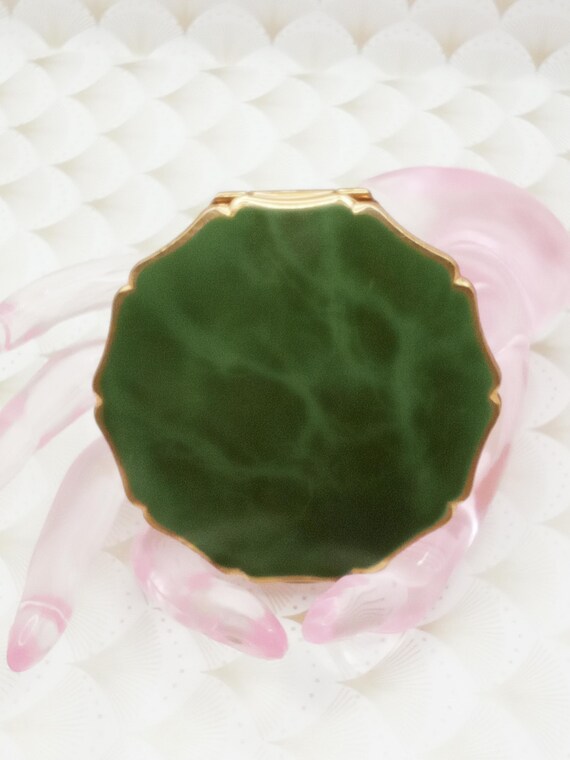 1960s Vintage Stratton Green Marble Design, Powder … - Gem