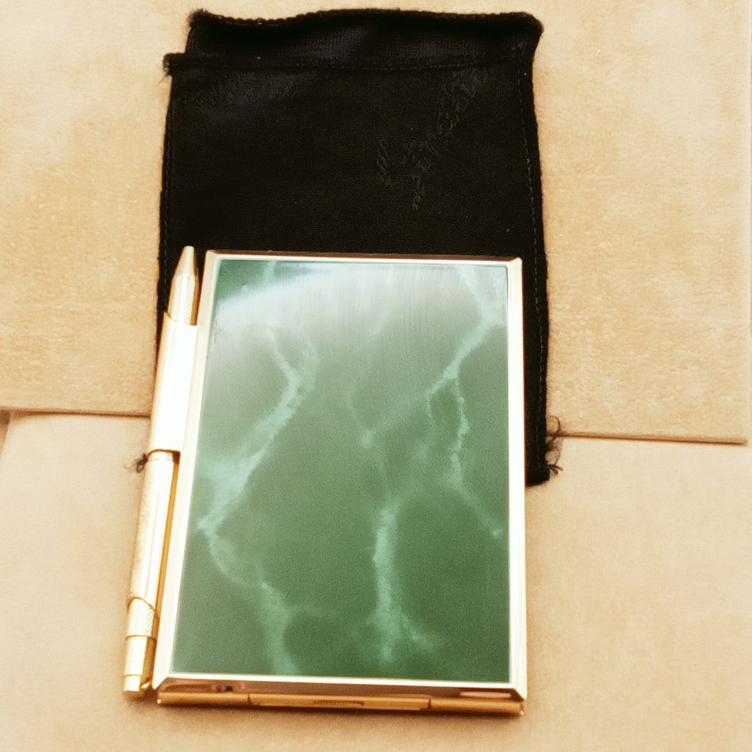 1960svintage Stratton Green Marble Enamel Notebook With Pouch Beautiful ...