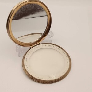 1950s Embroidered Design Brass Powder Compact Unused 8cm Gift for Her ...