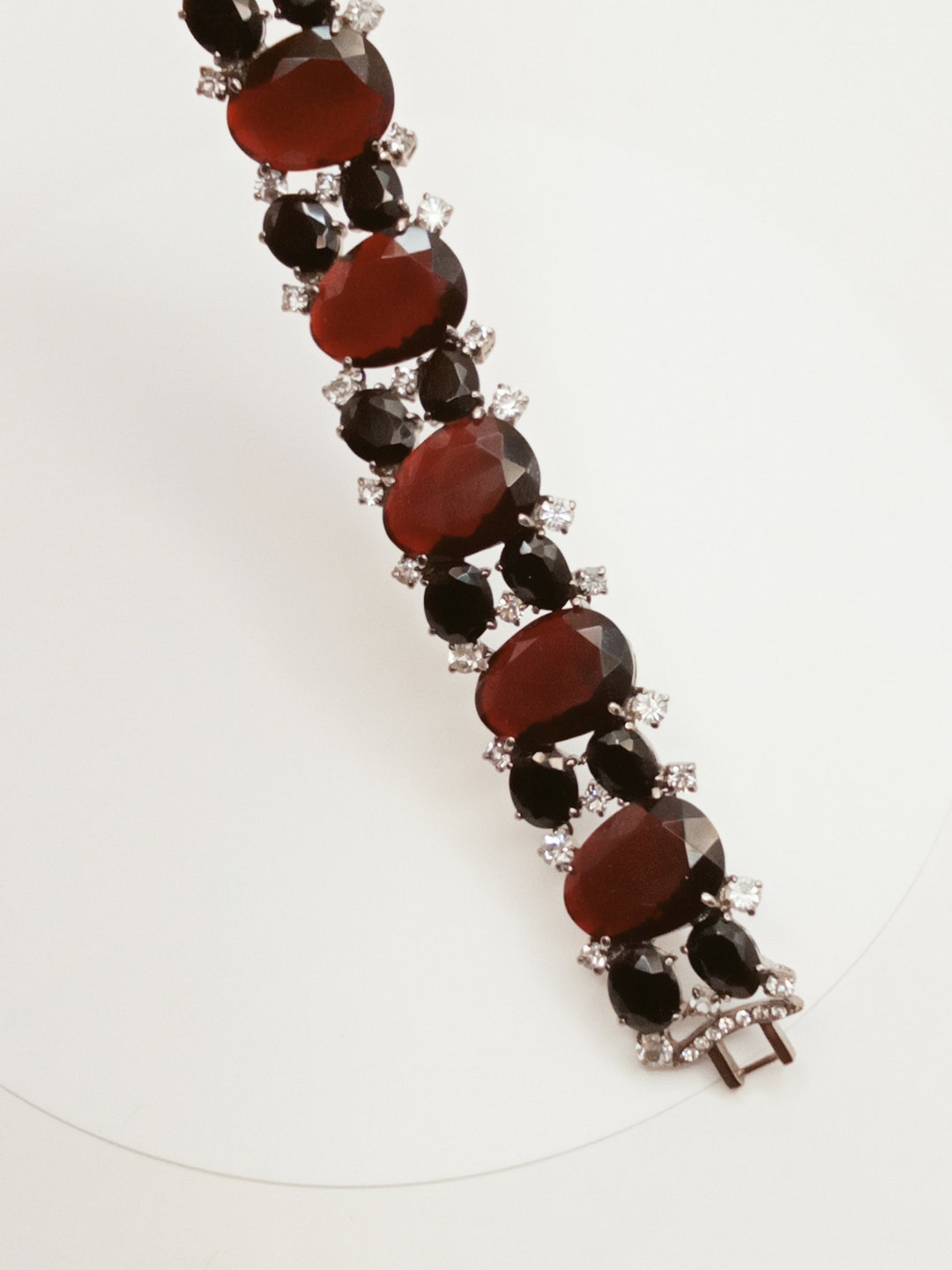 Vintage Monet 1980s Bracelet Garnet,onyx Crystal,chic Vogue, Vintage ...