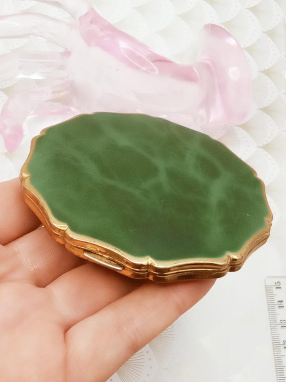 1960s Vintage Stratton Green Marble Design, Powder … - Gem