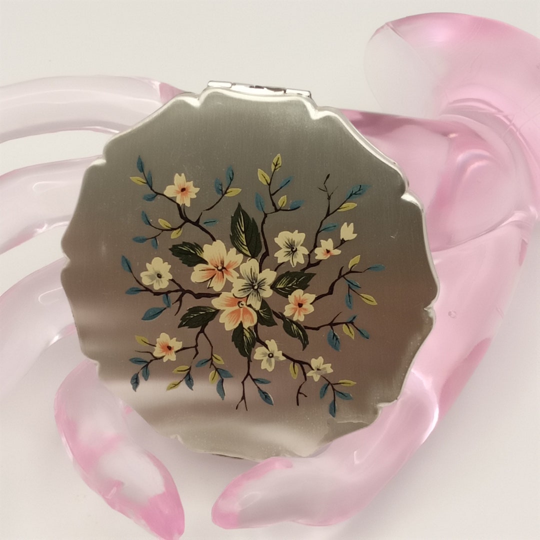 1960s Stunning Vintage Stratton Silvertone Flower Powder Compact 7.5cm ...