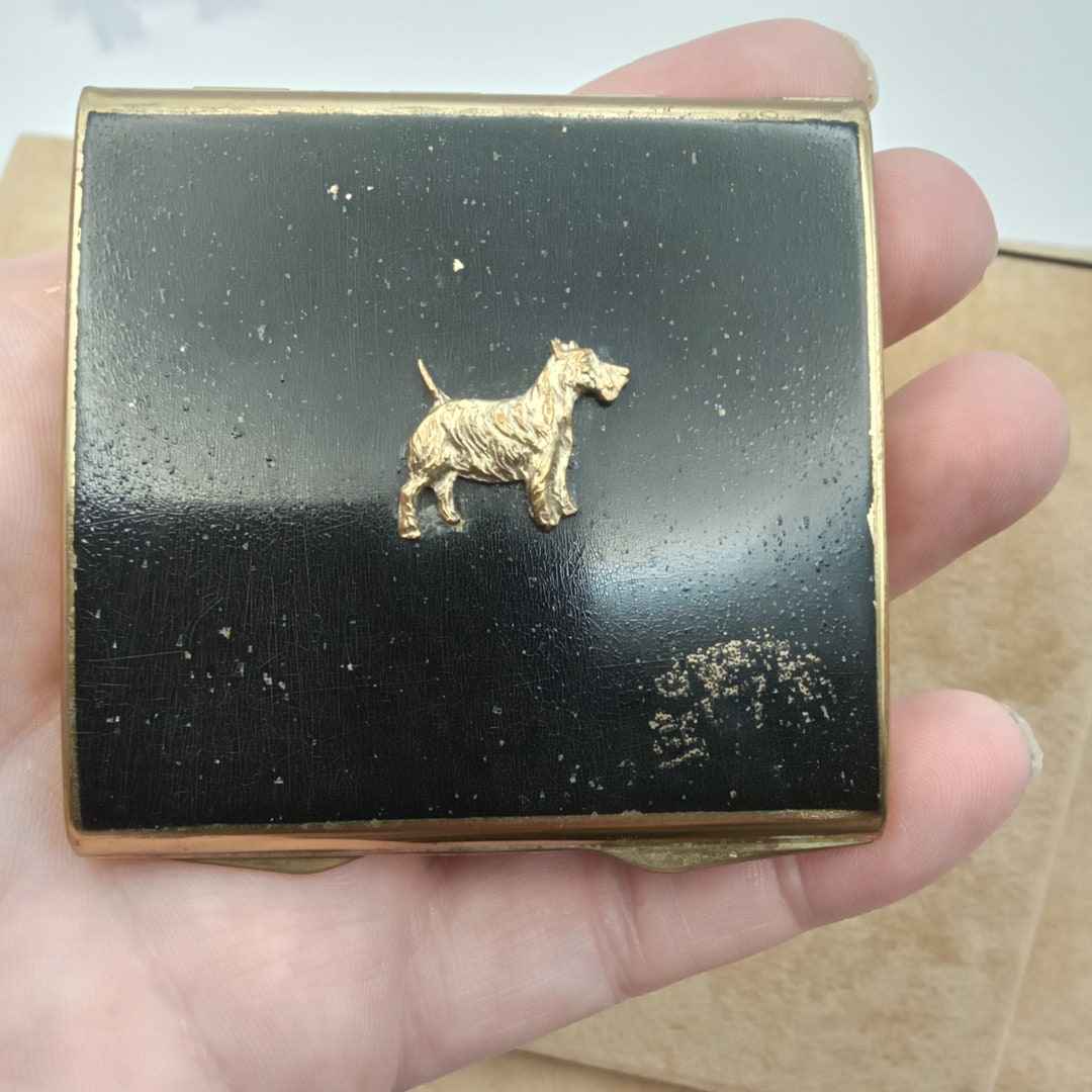 Vintage 1950s Stratton Square Powder Compact With Black Enamelterrier ...