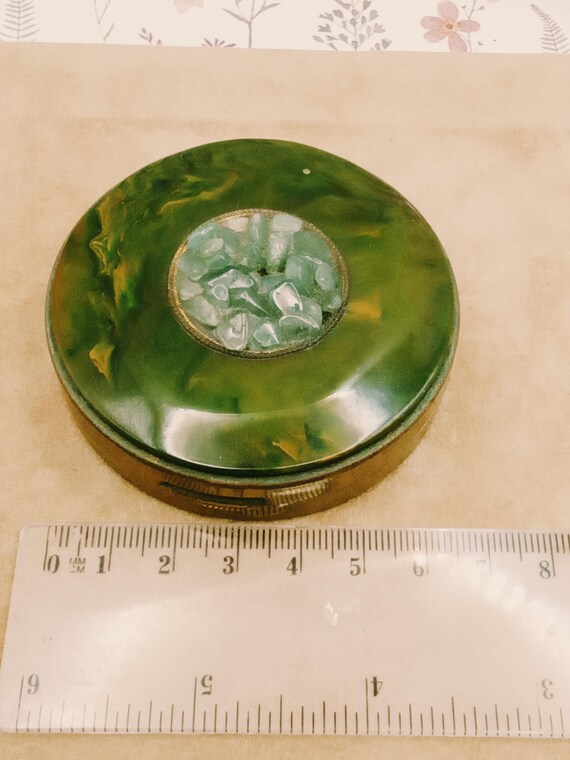 Green Bakelite and Jadeite Compact, Vintage Schildkra… - Gem