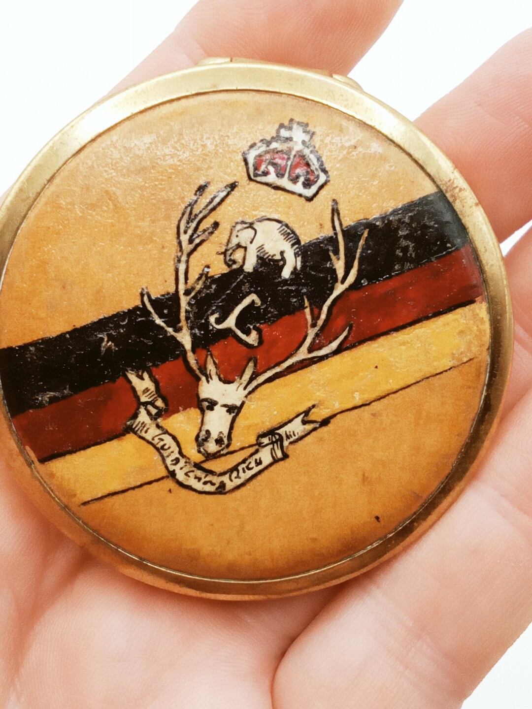 Stratton Mini Compact Lovely Royal Crest Emblem Lovely Patina - Etsy