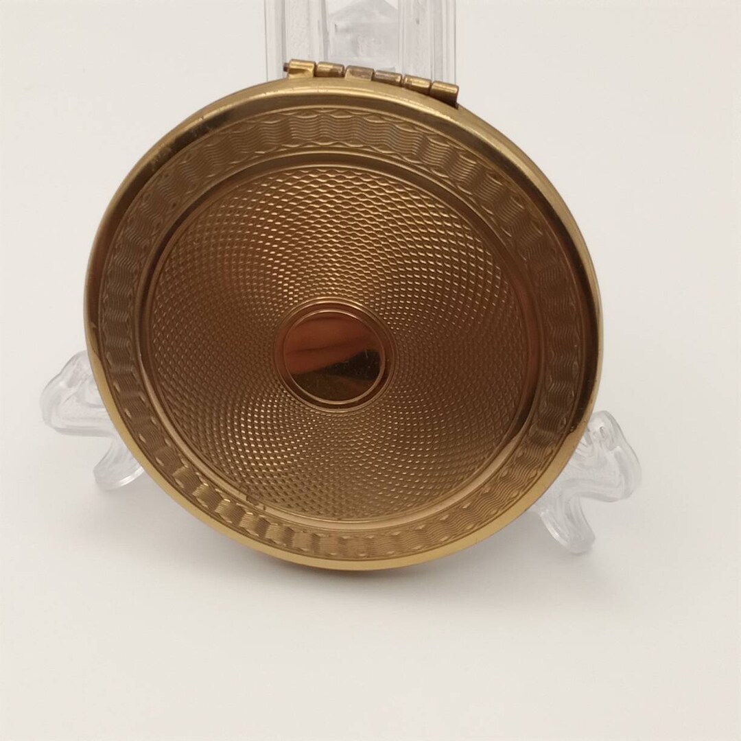 Beautiful Kigu Powder Engine Turned Goldtone Compact , 6cm,gift for Her ...