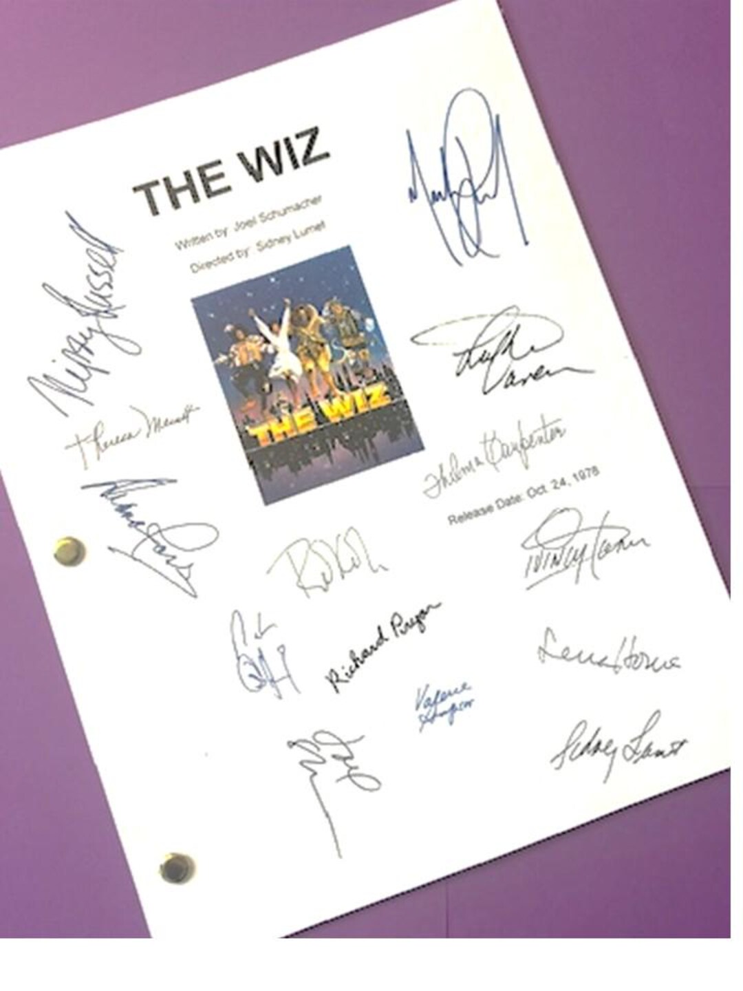 THE WIZ Script Signed Diana Ross, Michael Jackson, Lena Horne, Richard ...