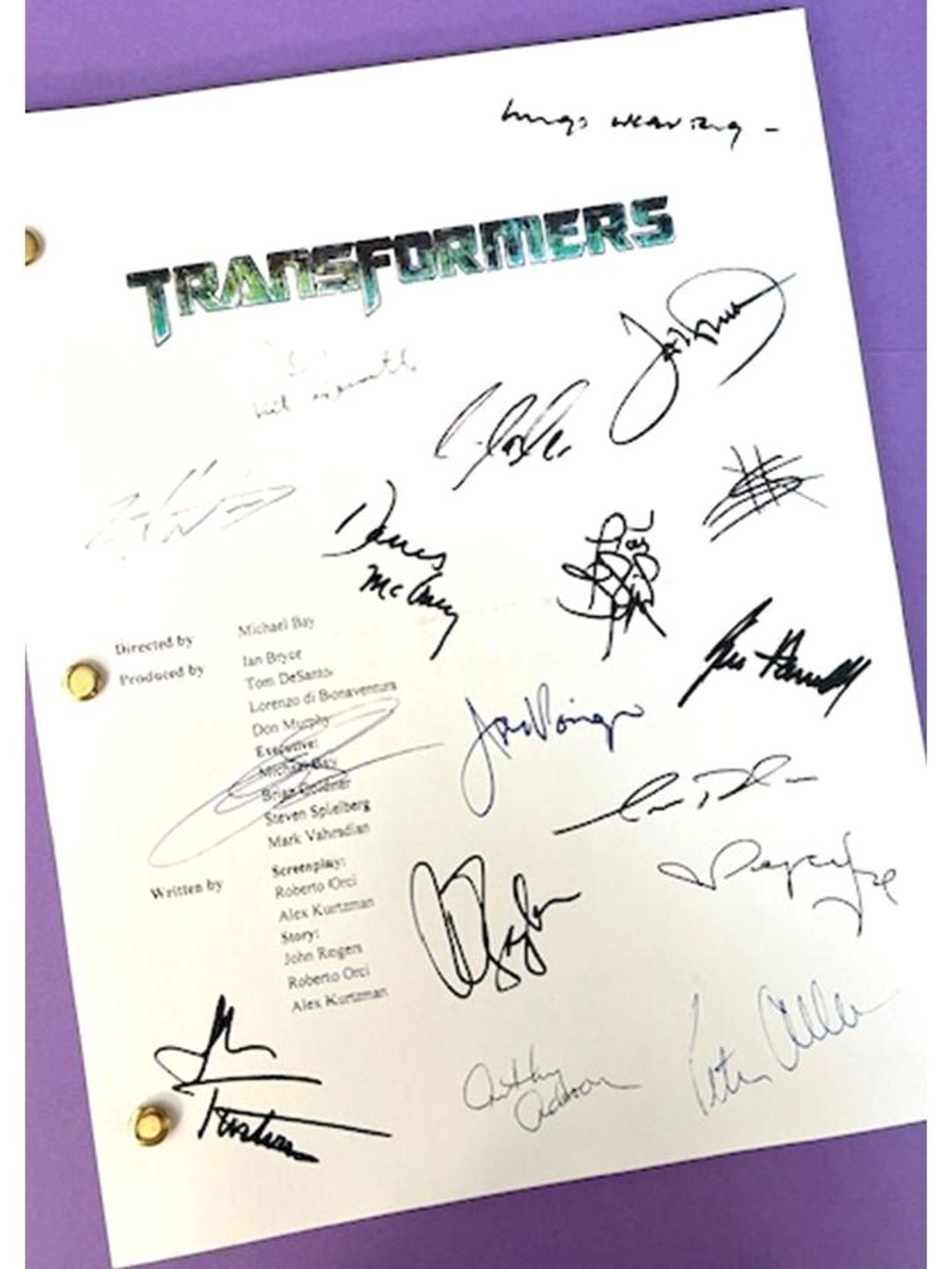 Transformers Movie Script Signed Shia Labeouf, Megan Fox, Josh Duhamel ...