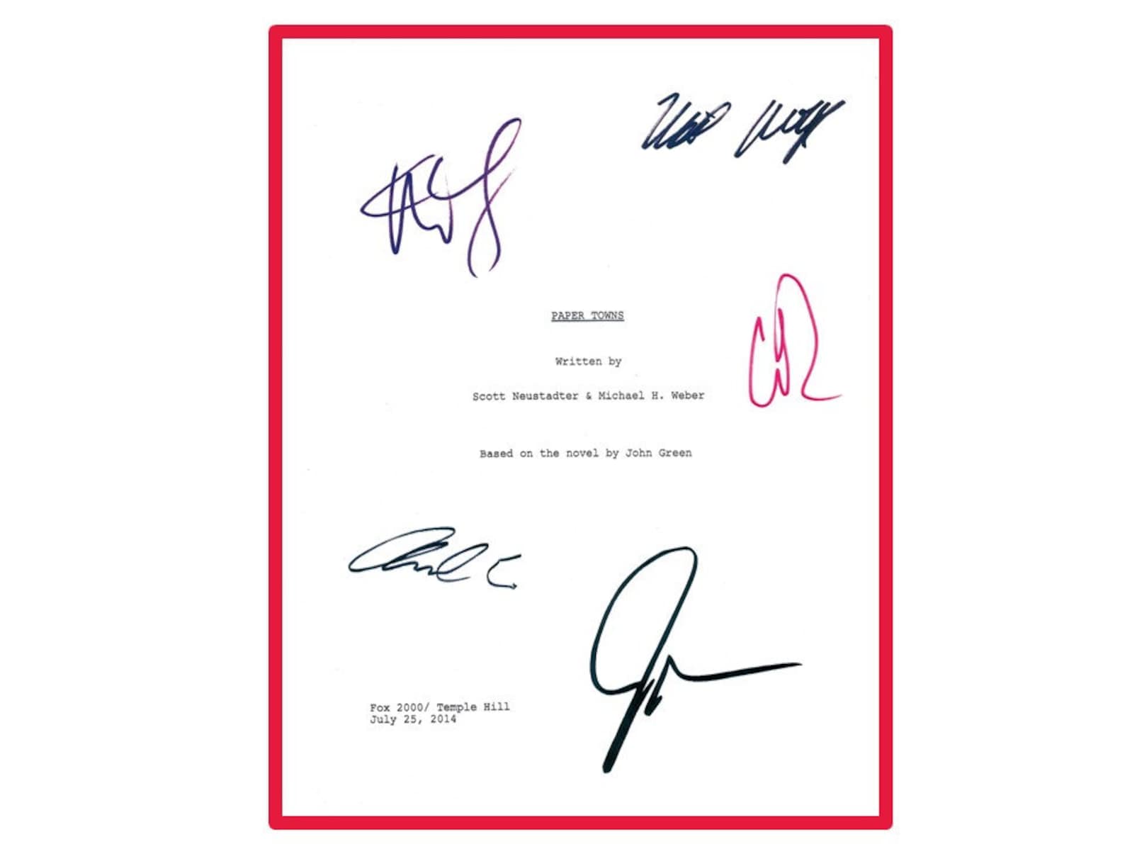 Paper Towns Signed Script, Nat Wolff, Cara Delevingne, Halston Sage ...