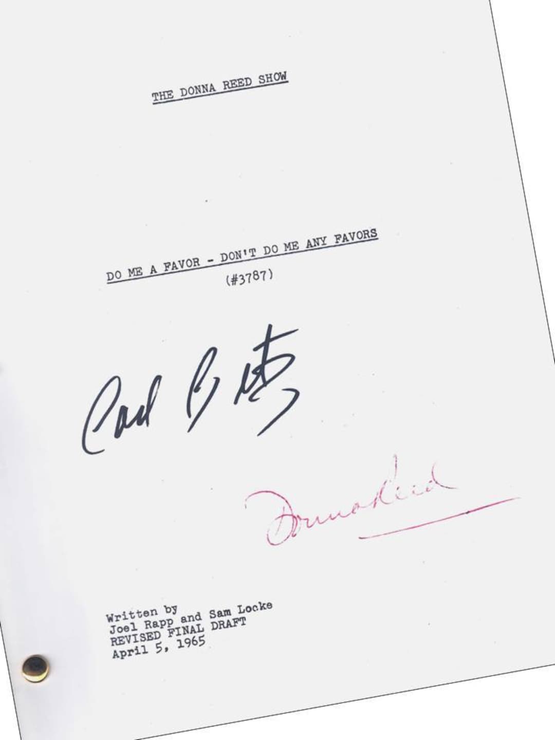The Donna Reed Show TV Script Signed Donna Reed & Carl Betz, "do Me a ...