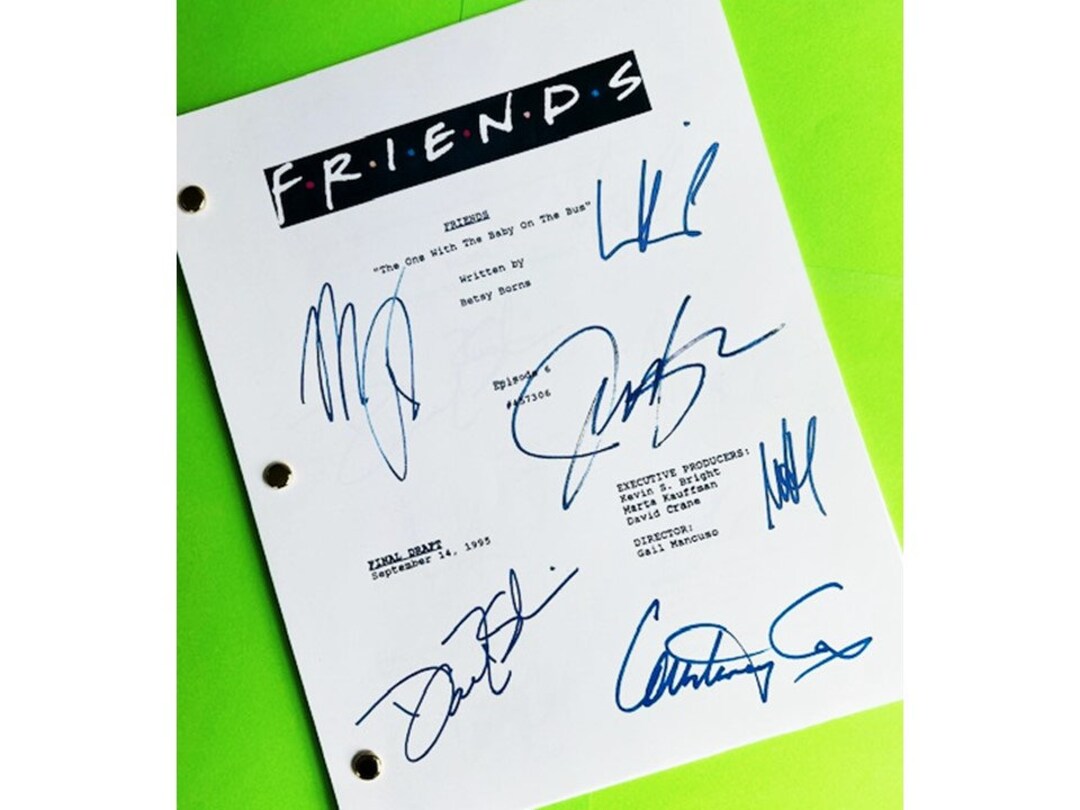 Friends TV Script Baby on the Bus Signed Jennifer Aniston, David ...