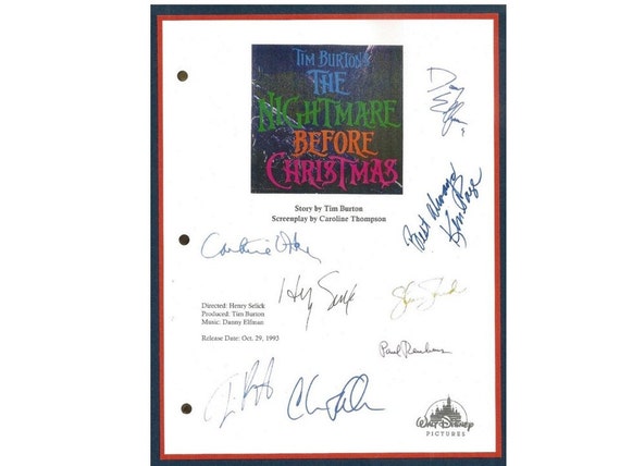 The Nightmare Before Christmas Movie Signed Script Autographed | Etsy UK