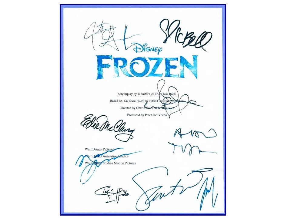 Frozen Disney Movie Script Signed Autographed Idina Menzel, Kristin ...