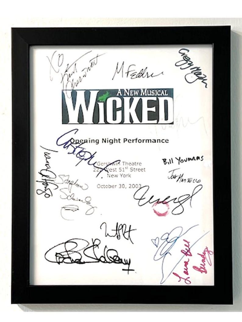Framed Wicked Broadway Opening Night Script Cover Only Signed ...