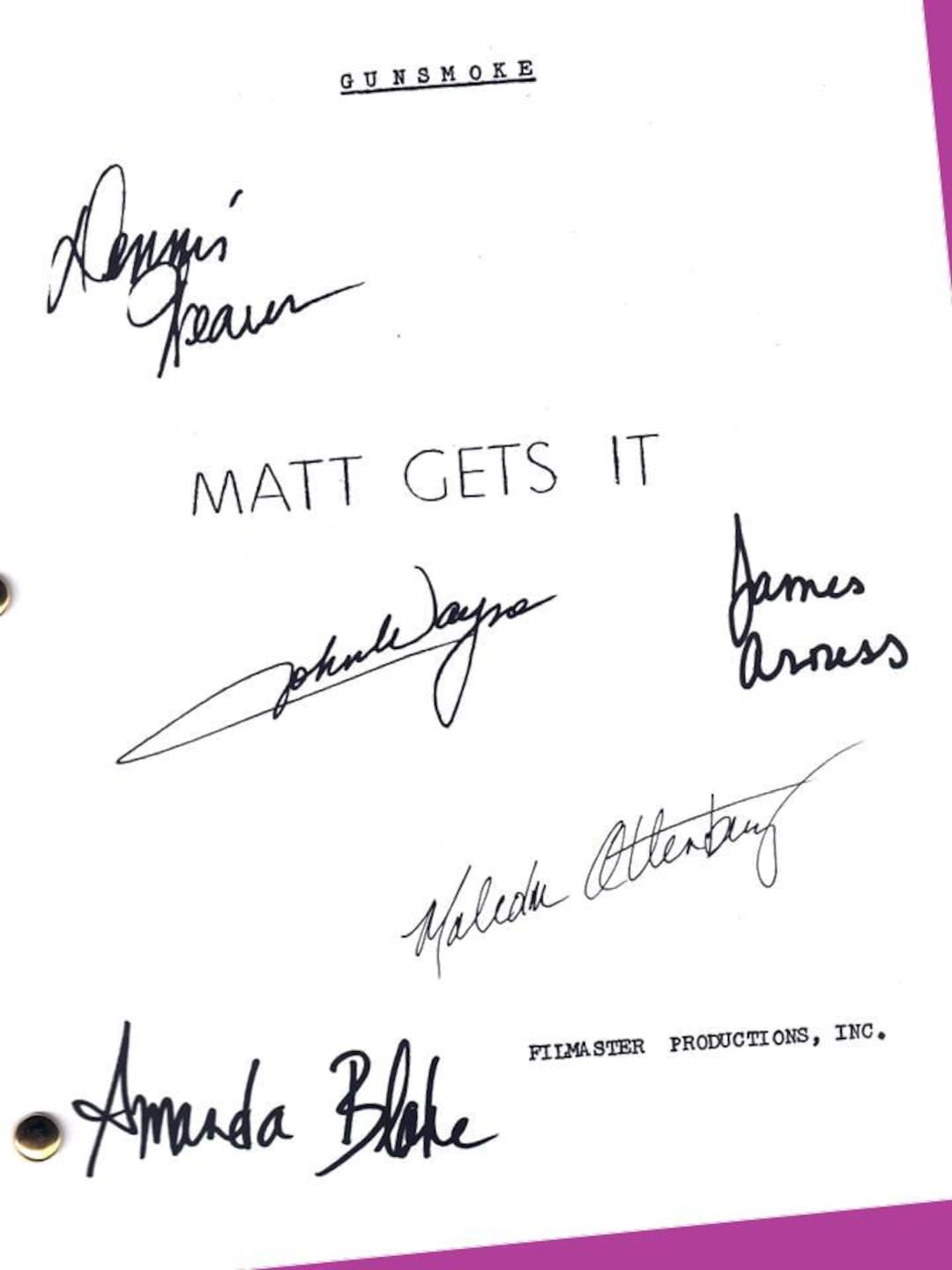 Gun Smoke "matt Get's It" Pilot TV Script 1955 Signed John Wayne, James ...