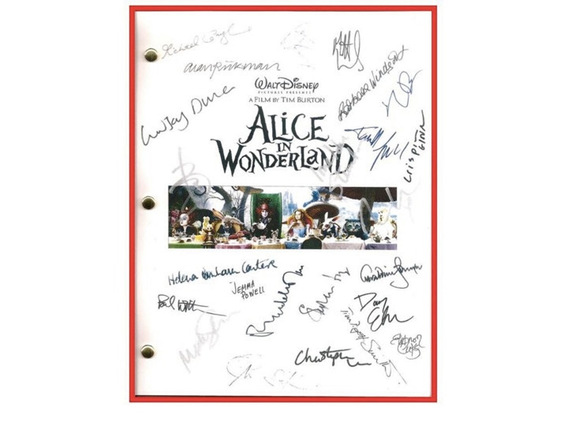 Alice in Wonderland Movie Script Signed Autographed Tim - Etsy