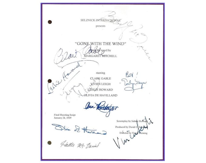 Gone With the Wind 1940 Movie Script Signed Autographed Clark Gable ...