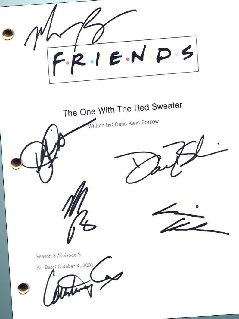 Friends "the One With the Red Sweater" Episode TV Script Autographed ...