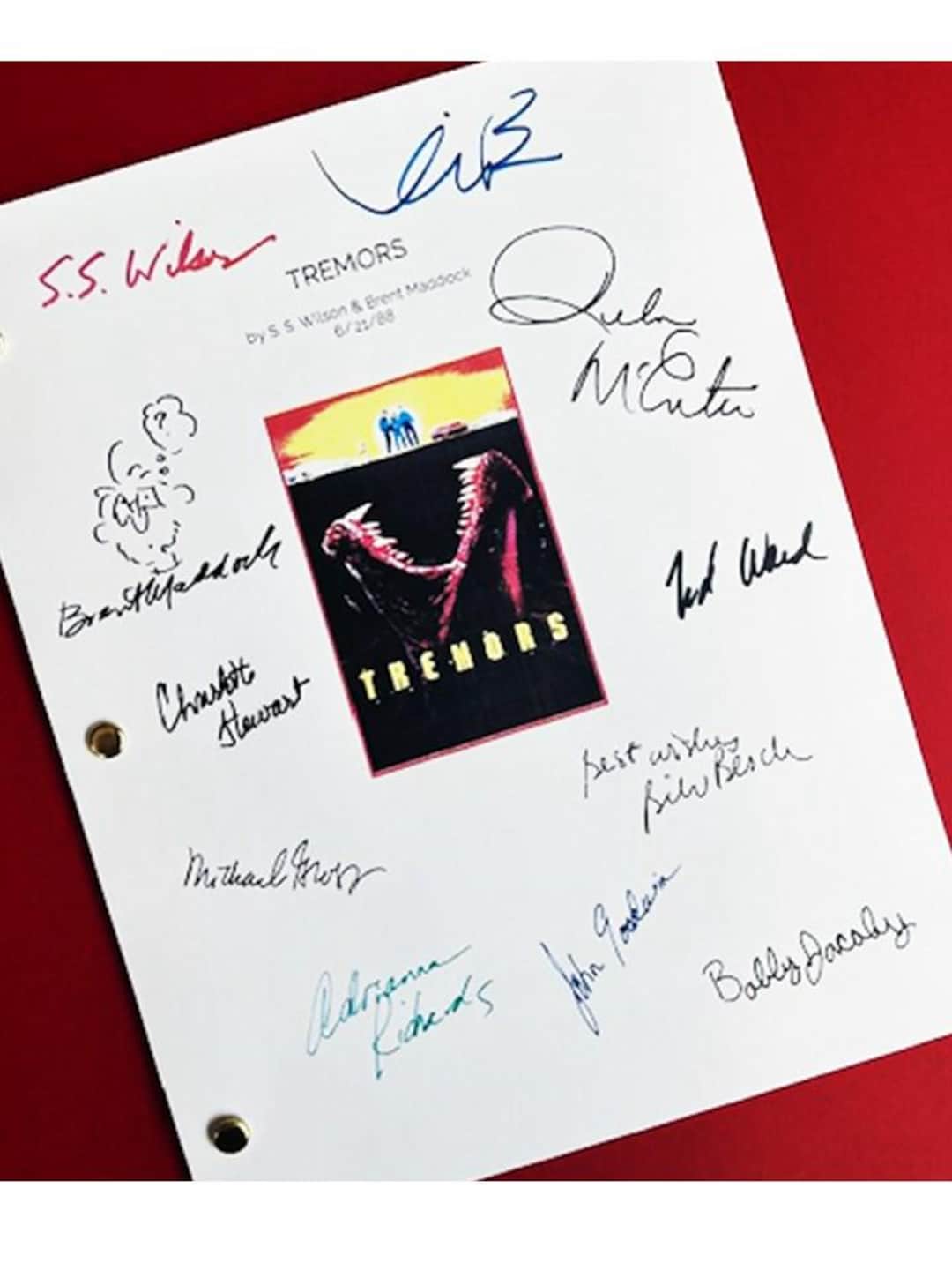 Tremors Movie Script Autographed: Kevin Bacon, Fred Ward, Michael Gross ...