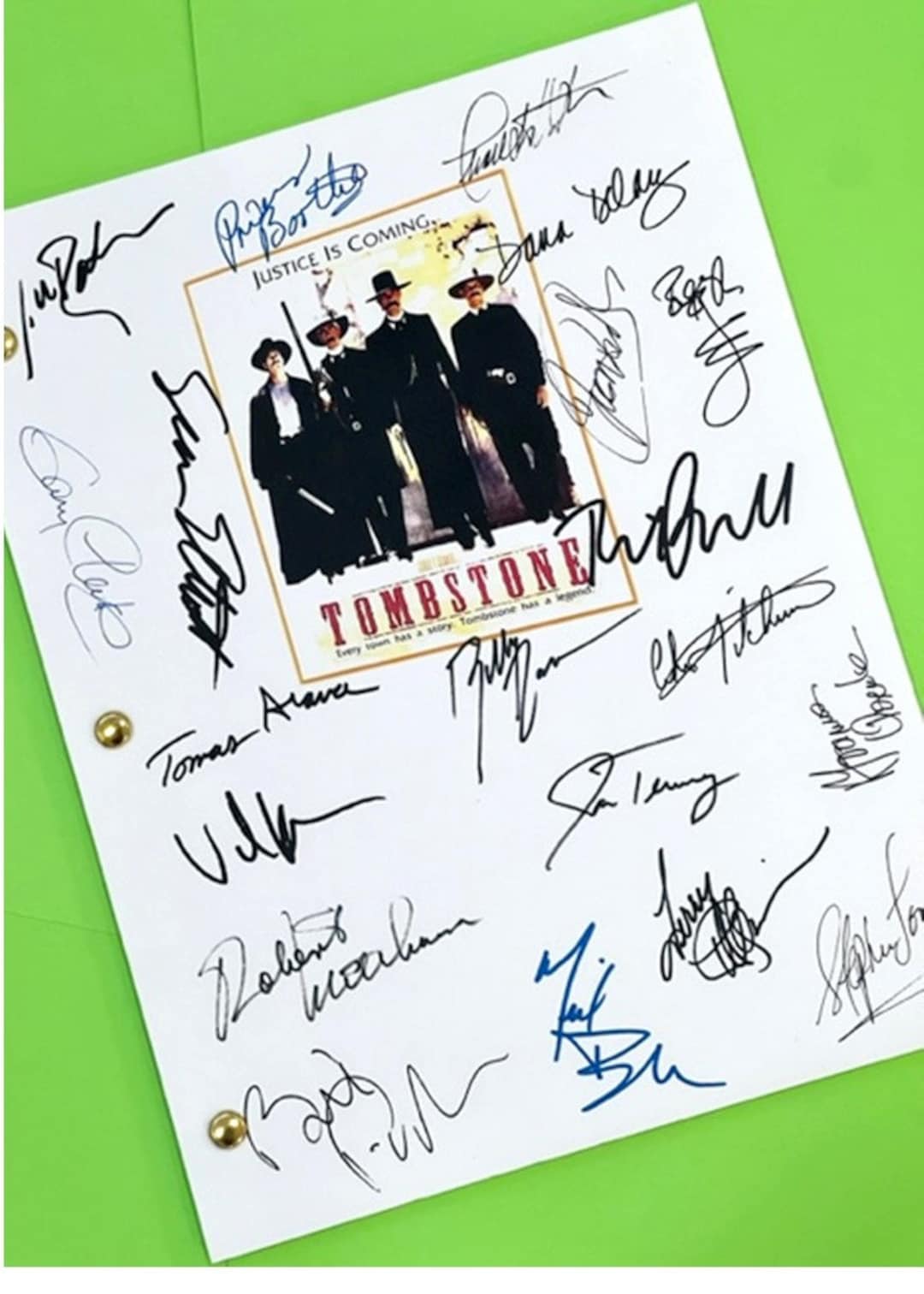 Tombstone Movie Script Screenplay Autographed Kurt Russell, Val Kilmer ...