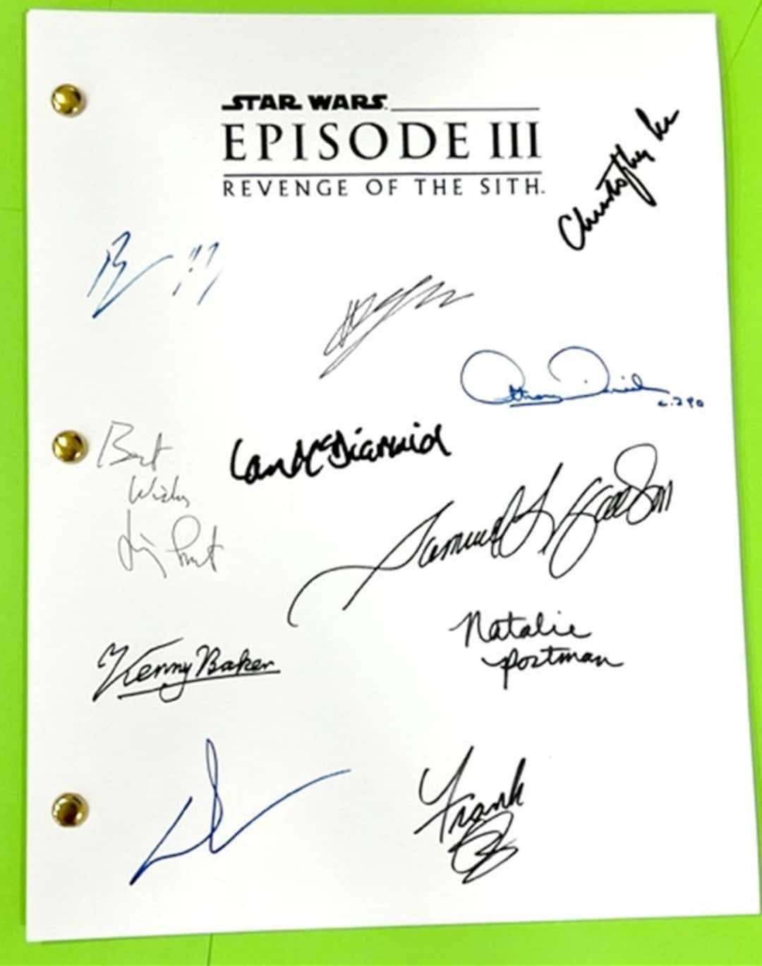 Star Wars Revenge of the Sith Movie Script Signed Anthony Daniels ...