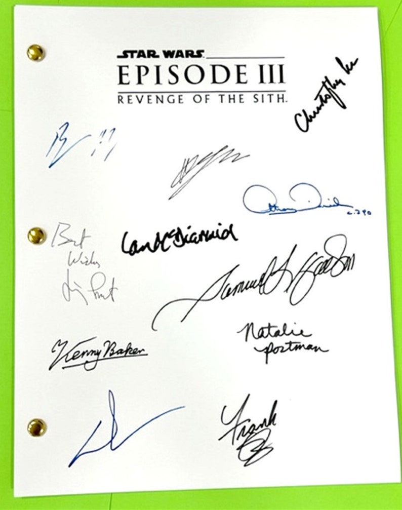 Star Wars Revenge of the Sith Movie Script Signed Anthony Daniels ...