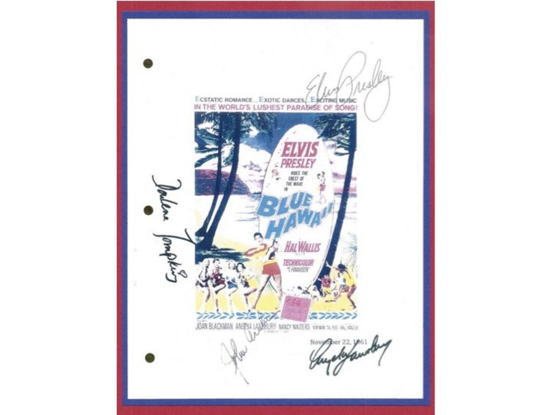 Blue Hawaii Movie Script Signed Autographed Elvis Presley,hal Kantor ...