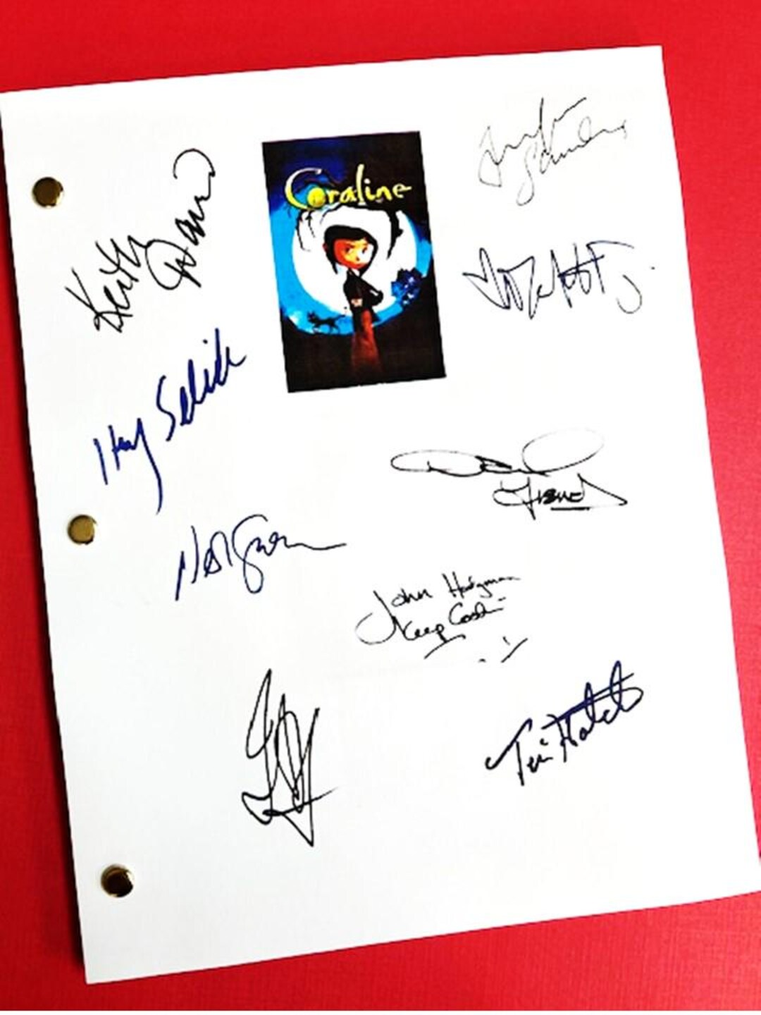 CORALINE Movie Script Signed Dakota Fanning, Teri Hatcher, Keith David ...