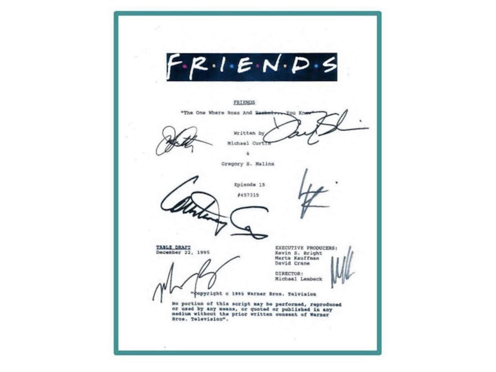 Friends the One Where Ross and Rachel...you Know Episode TV Script ...