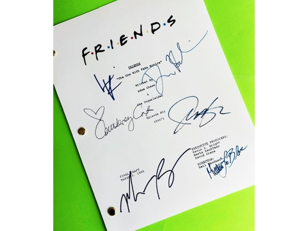 Friends TV Script the One With Fake Monica Signed Jennifer Aniston ...