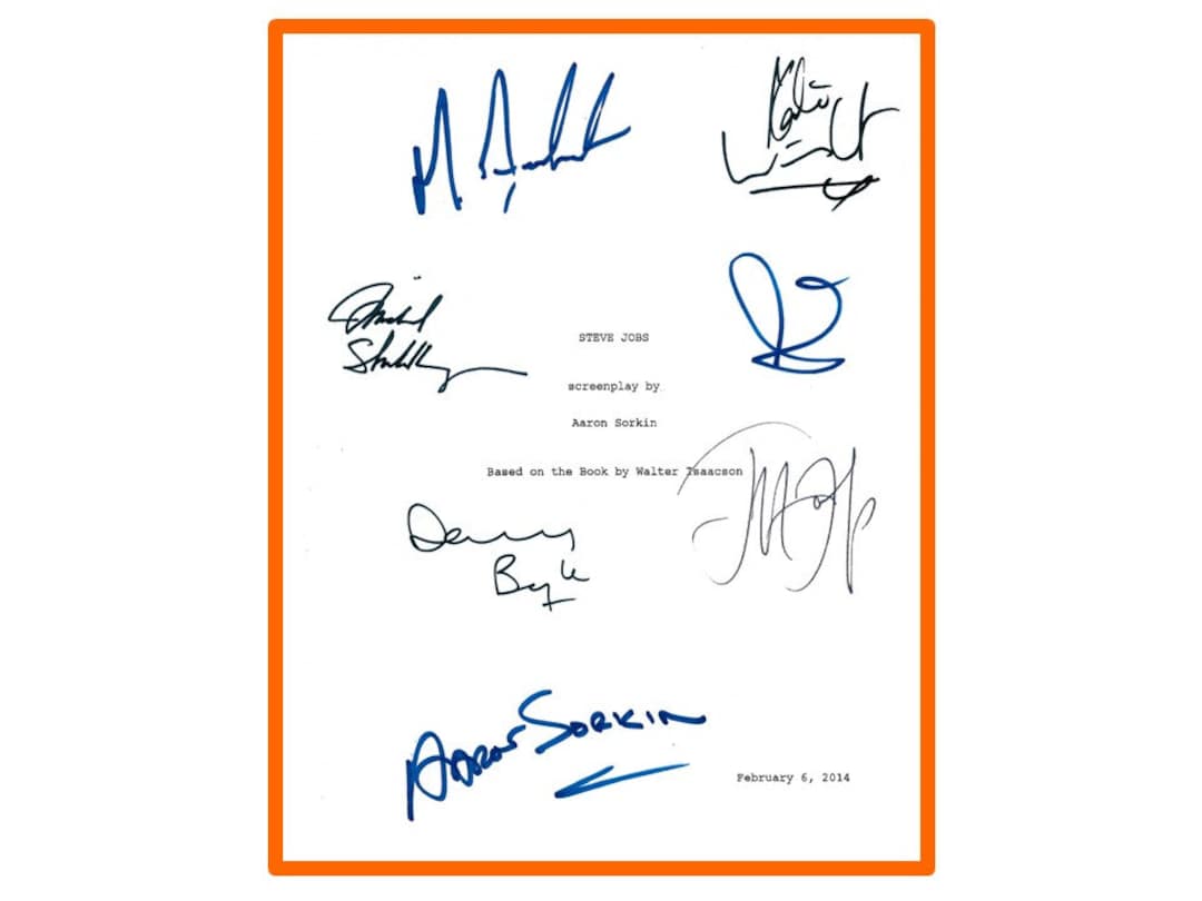 Steve Jobs Movie Script, Signed Michael Fassbender, Kate Winslet, Jeff ...