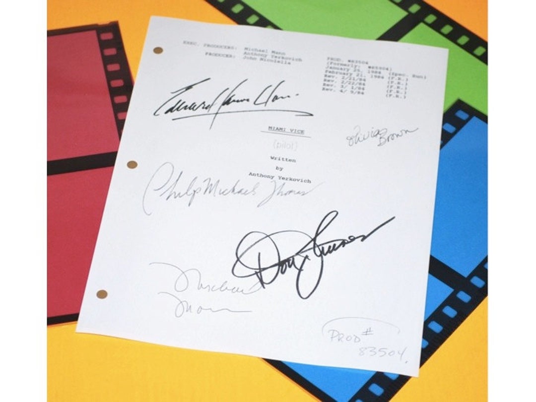 Miami Vice Pilot TV Script Autographed: Don Johnson, Michael Mann ...