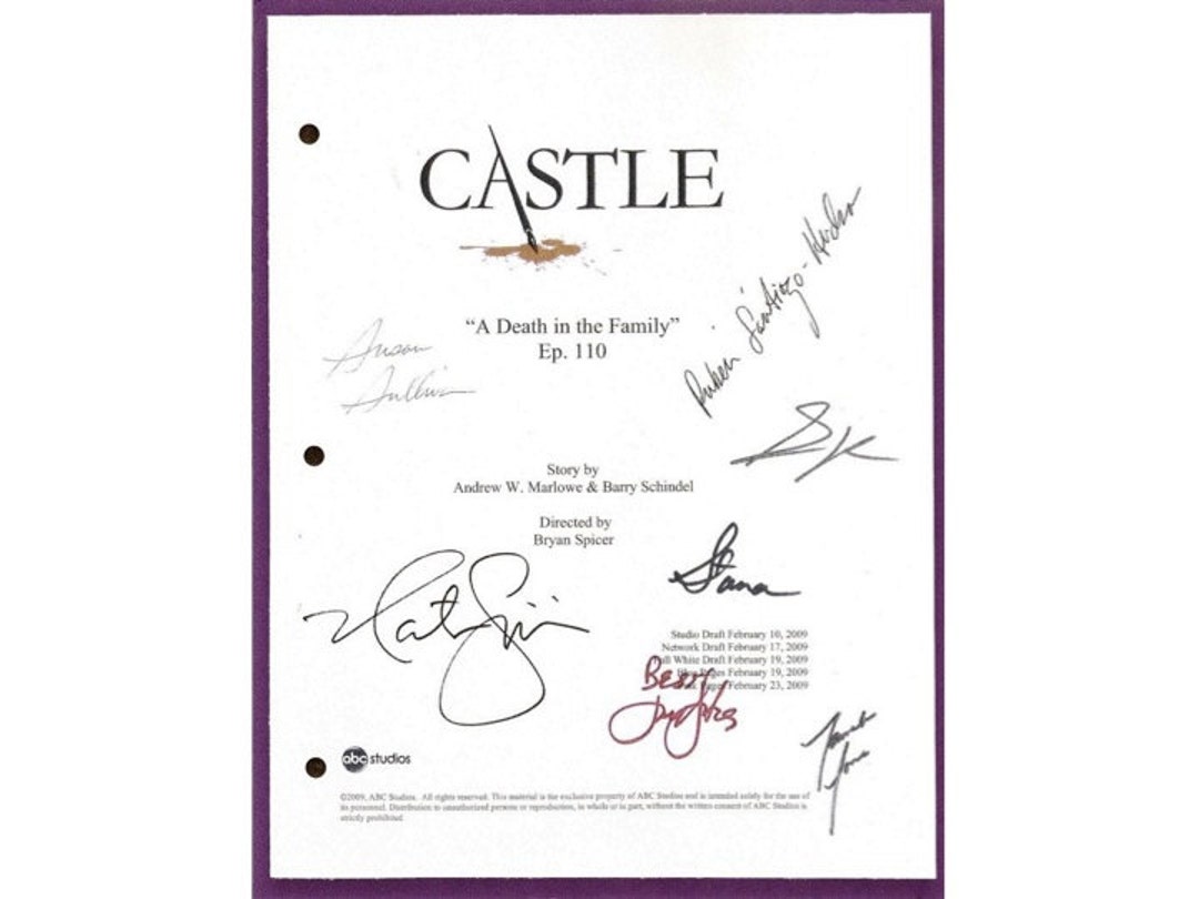 Castle "a Death in the Family" Episode TV Script Autographed: Stana ...