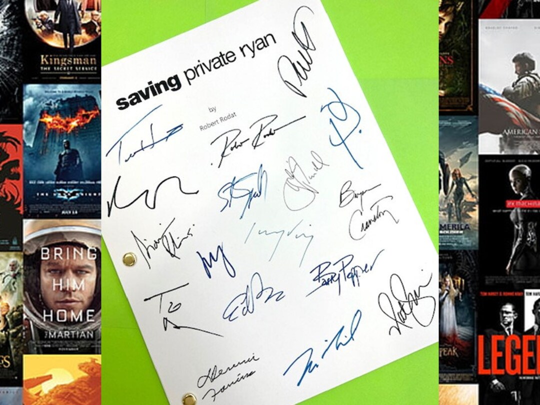 Saving Private Ryan Movie Script Signed Steven Spielberg, Tom Hanks ...